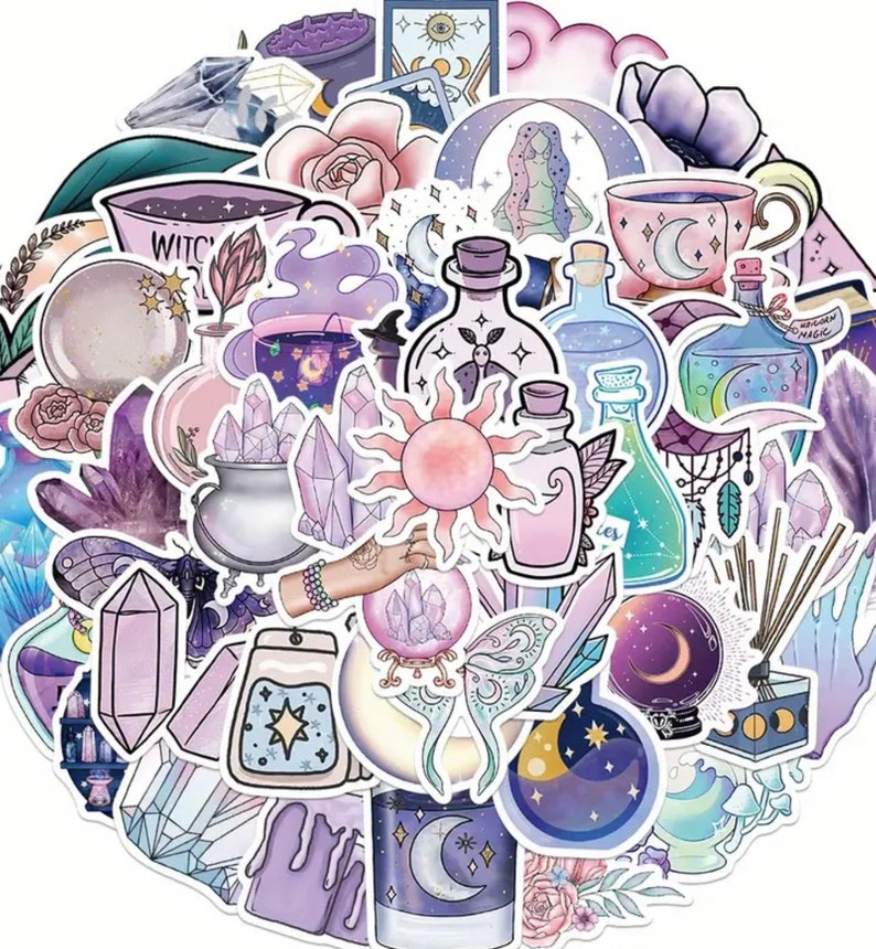Handmade Mystery Witch Aesthetic Sticker Pack Moon Potion Mystical ...