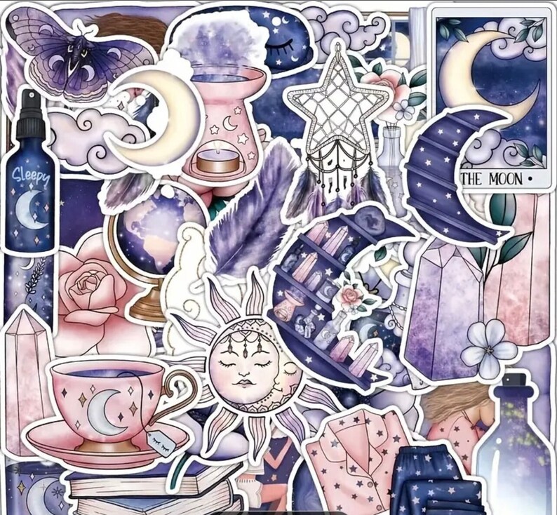 Handmade Mystery Witch Aesthetic Sticker Pack Moon Potion Mystical ...