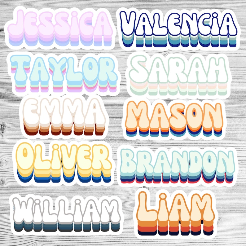 Retro Name Sticker Name Decal Personalized Vinyl Sticker Tumbler ...
