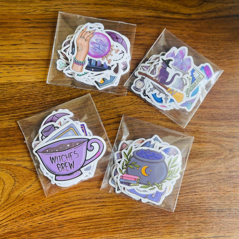 10 Handmade Mystic Witch Sticker Pack - Magic Potion, Crystal ...