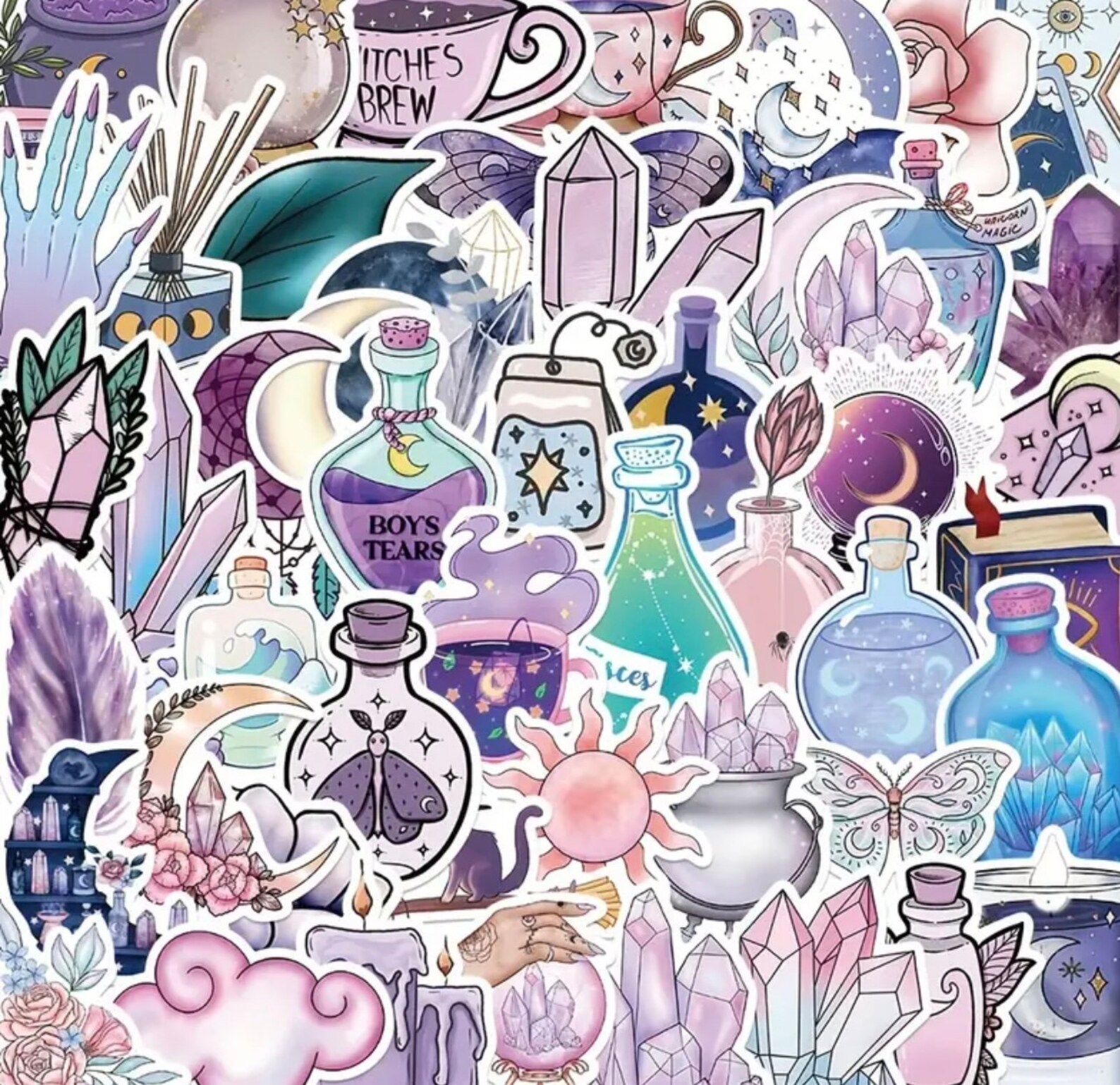 Handmade Mystery Witch Aesthetic Sticker Pack Moon Potion Mystical ...