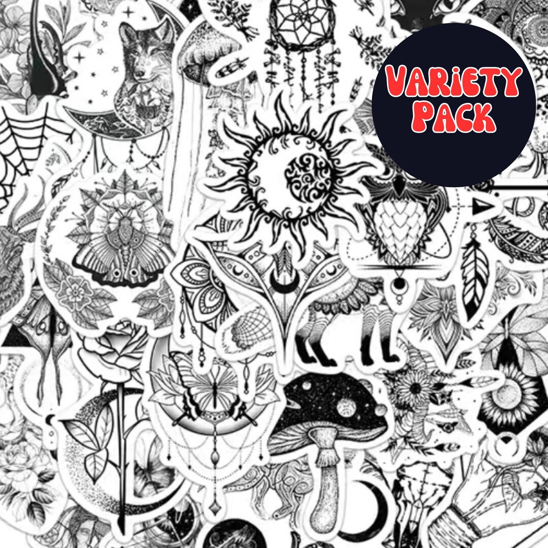 Die-cut Goth Aesthetic Blank and White Sticker Pack Decal Sticker ...