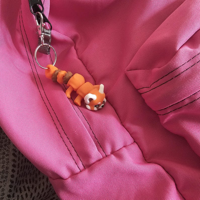 3D Printed Articulated Red Panda Keychain - Cute & Flexible Keychain ...