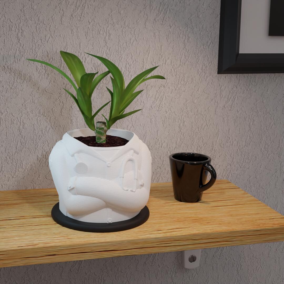 Medical Planter - 3D Printed Doctor's Coat Planter With Stethoscope ...