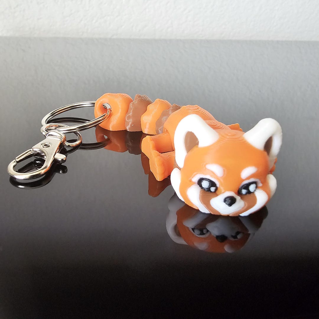 3D Printed Articulated Red Panda Keychain - Cute & Flexible Keychain ...