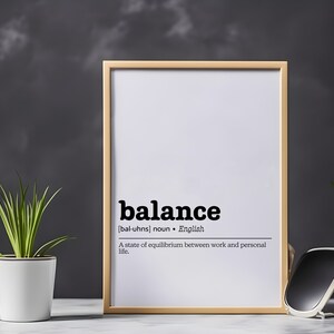 Balance Definition Print Inspiring Art Minimalist Poster Home Décor ...
