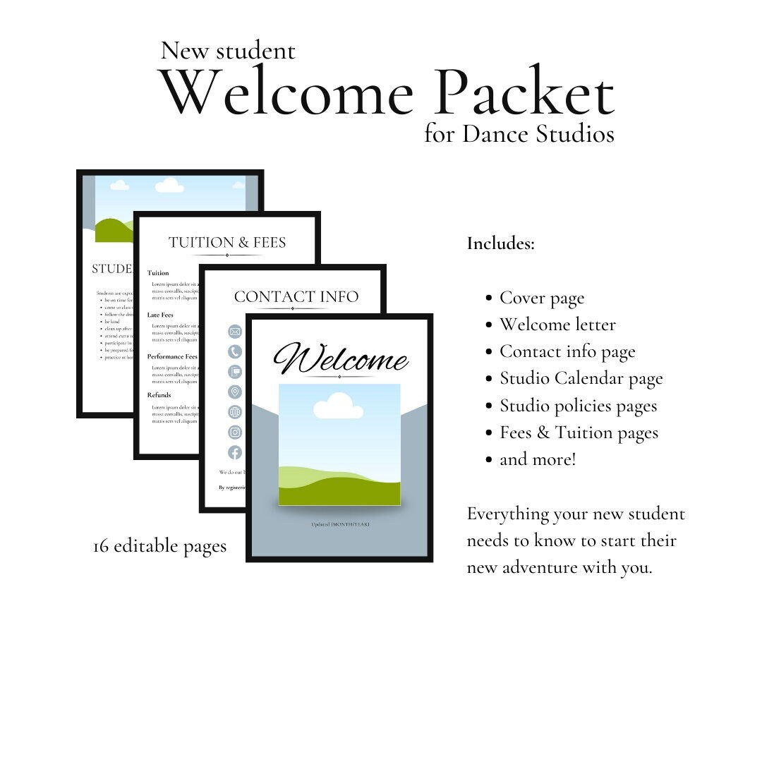 New Student Welcome Packet Template for Dance Studio Owners - Etsy
