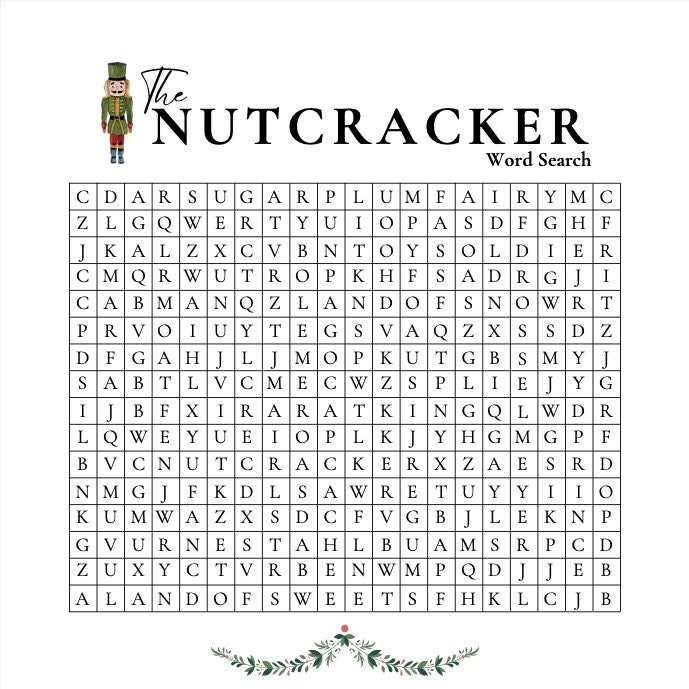 Nutcracker Word Search Printable With Answer Sheet - Etsy