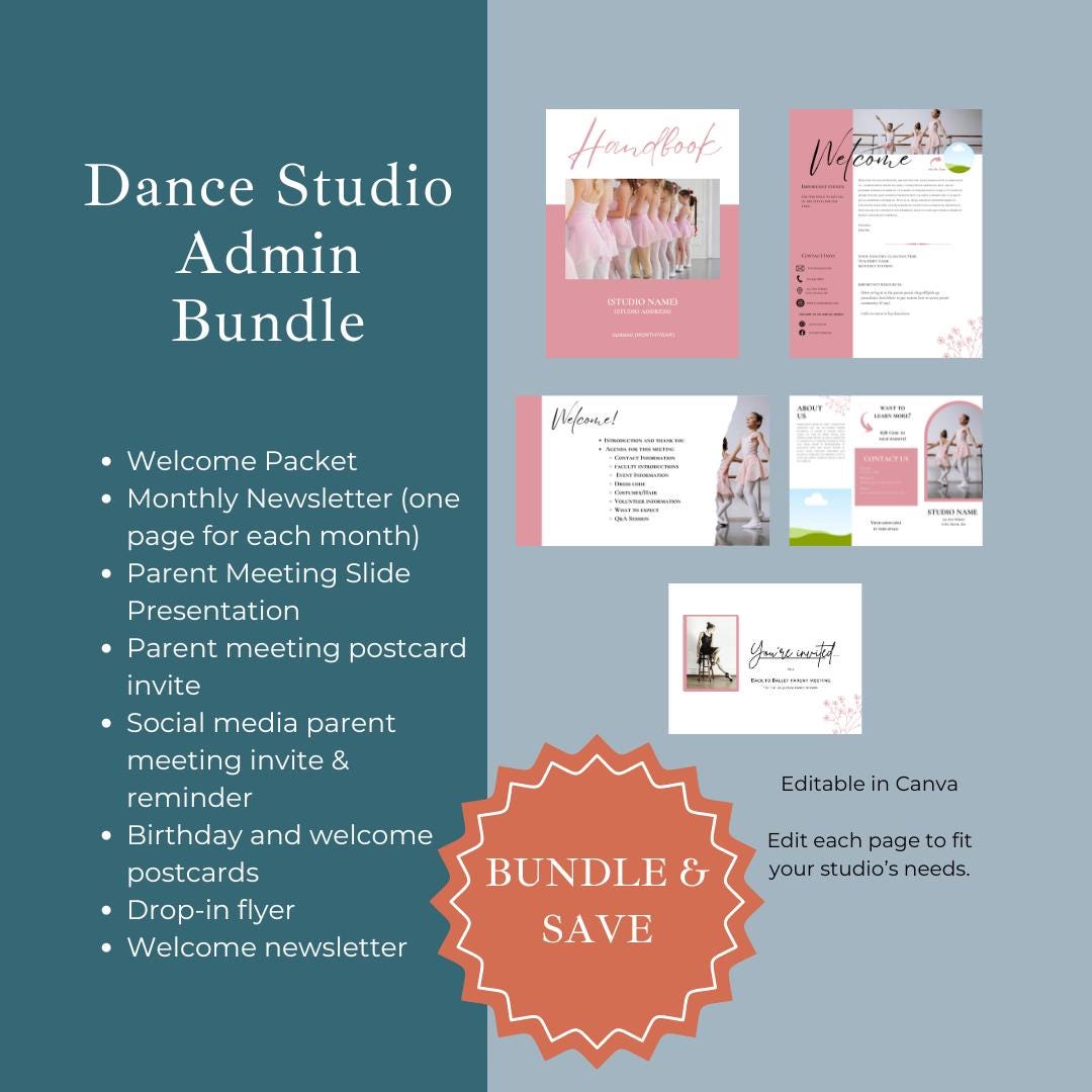 Dance Studio Admin Bundle for Dance Studio Owners Ballet Pink - Etsy