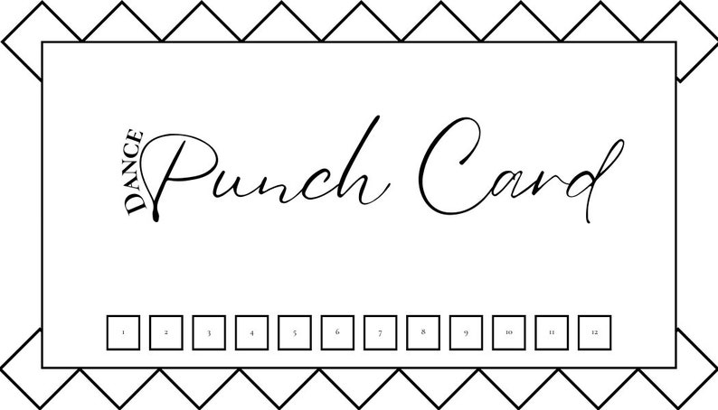 Dance Studio Printable Dance Punch Cards 12-classes PDF - Etsy