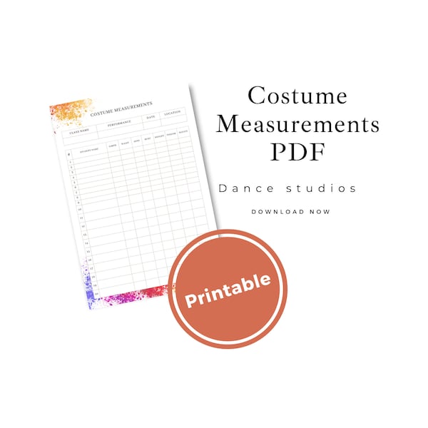 Printable Costume Measurement - Etsy