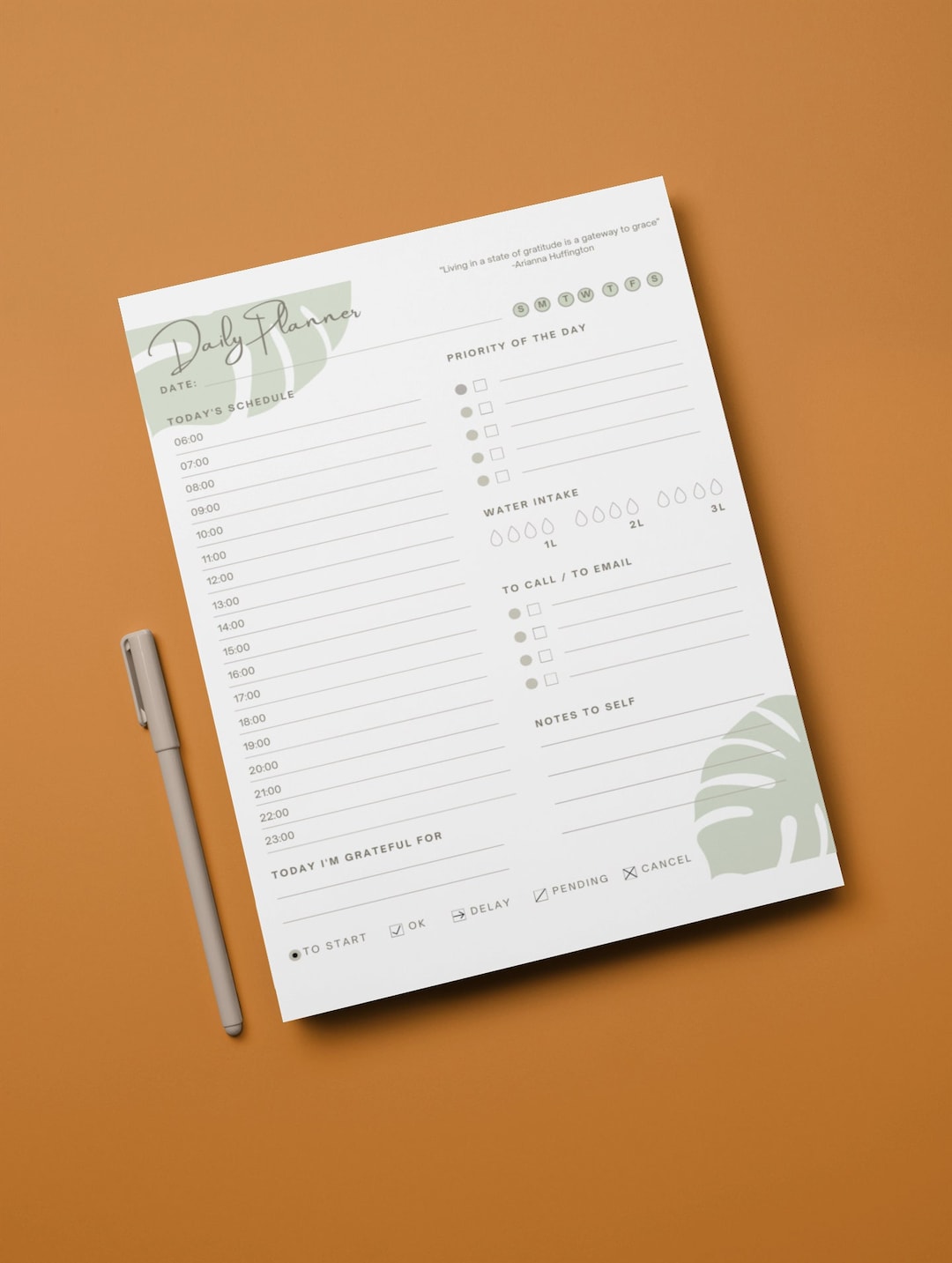 Daily Minimalistic Planner Editable and Printable To-do List A5, A4, US ...