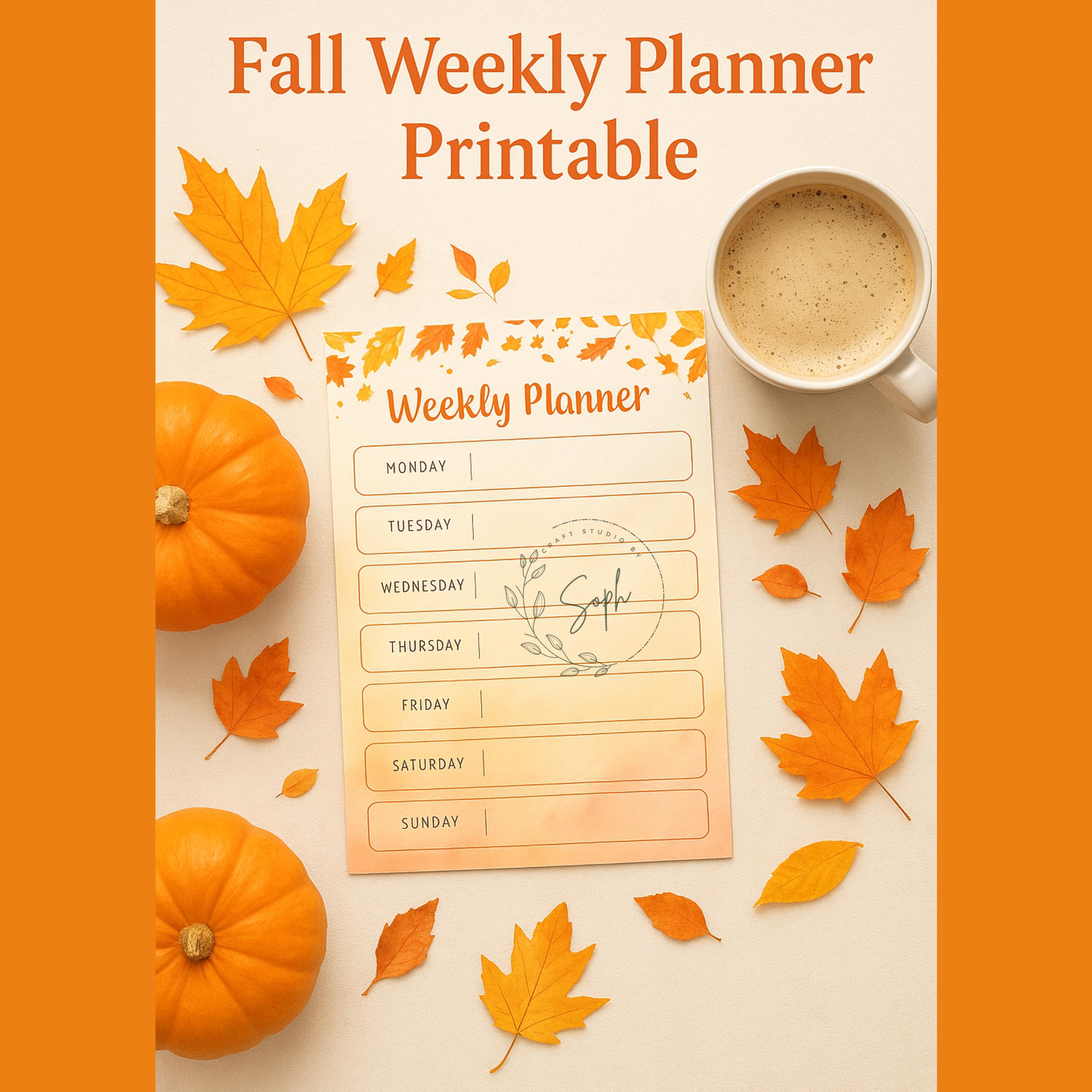 Fall Weekly Planner Printable | Autumn Aesthetic Planner Page | Cozy ...