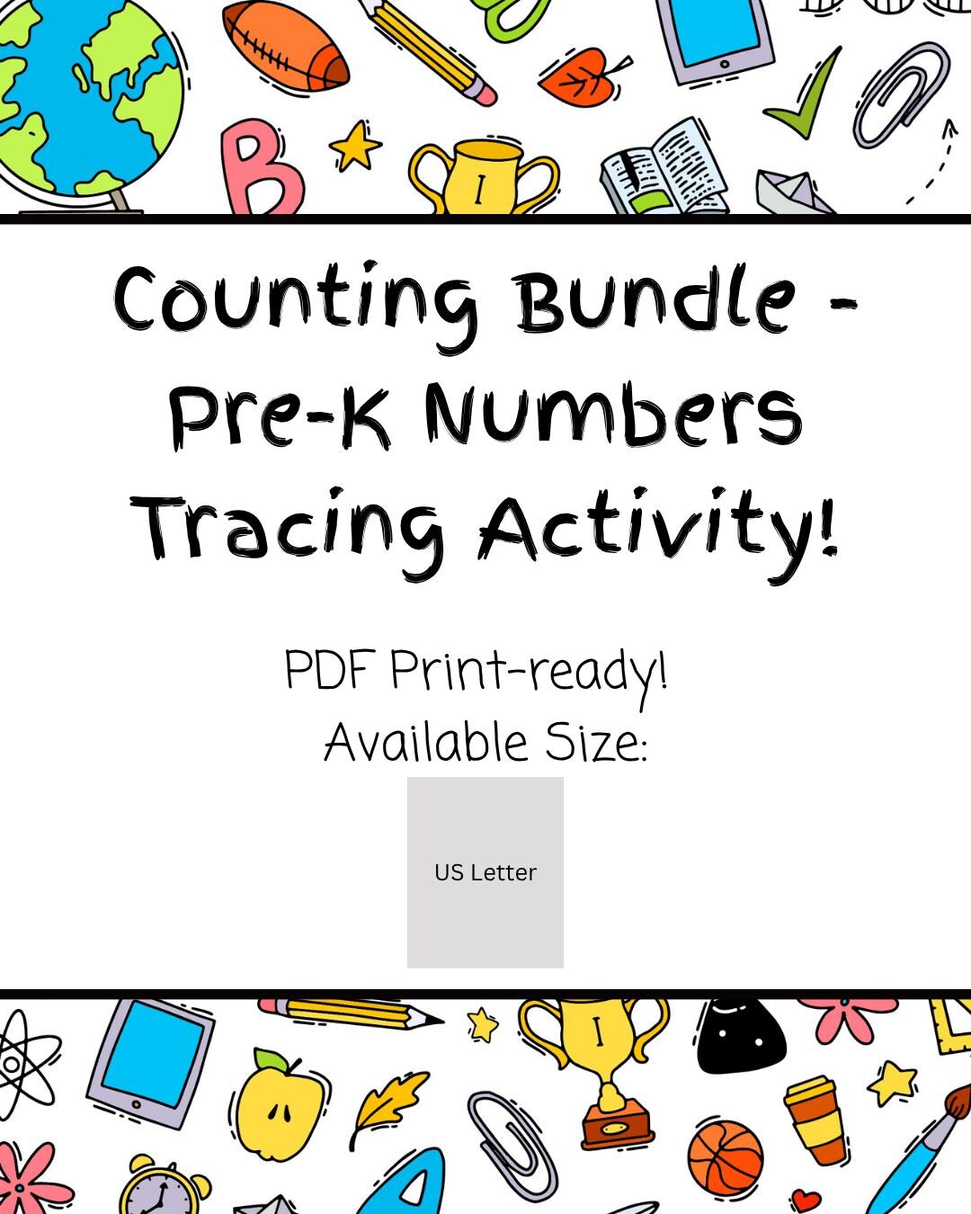 Counting Bundle | Pre-k Numbers Tracing + Coloring Worksheets (5 Pages ...