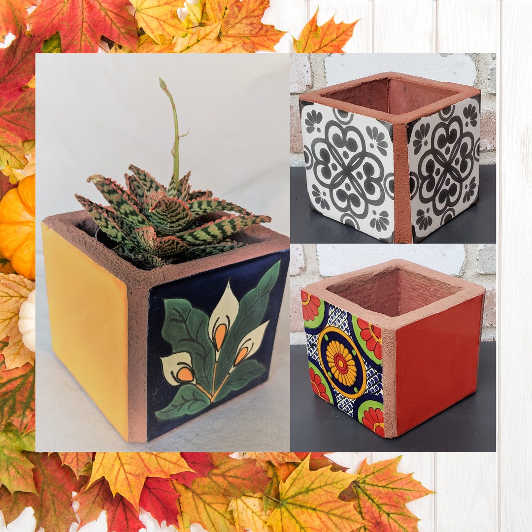 4x4 Mexican Hand Made Talavera Cube Pots - Etsy