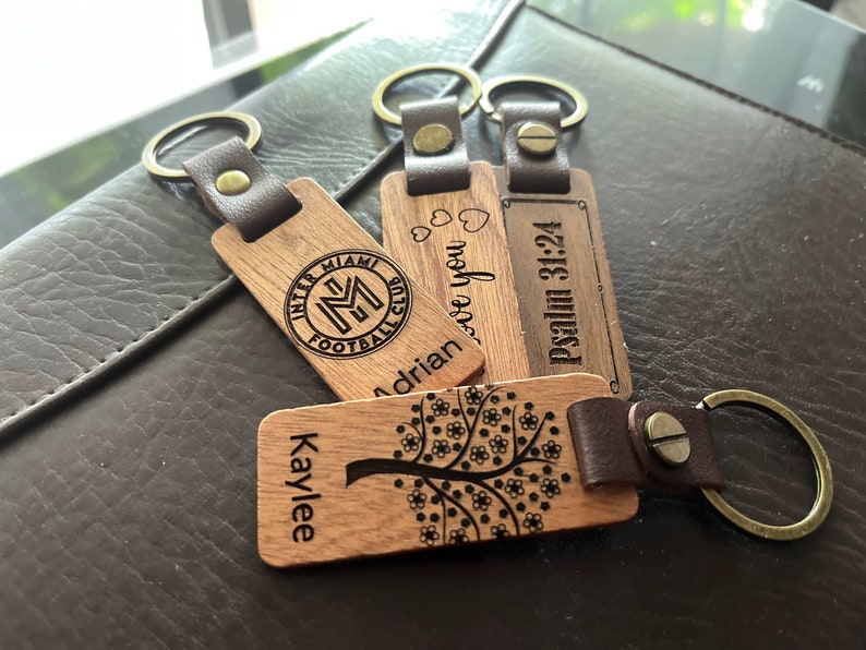 Engraved Wood Key Chain-custom Keychain Gift for Home Car Office ...