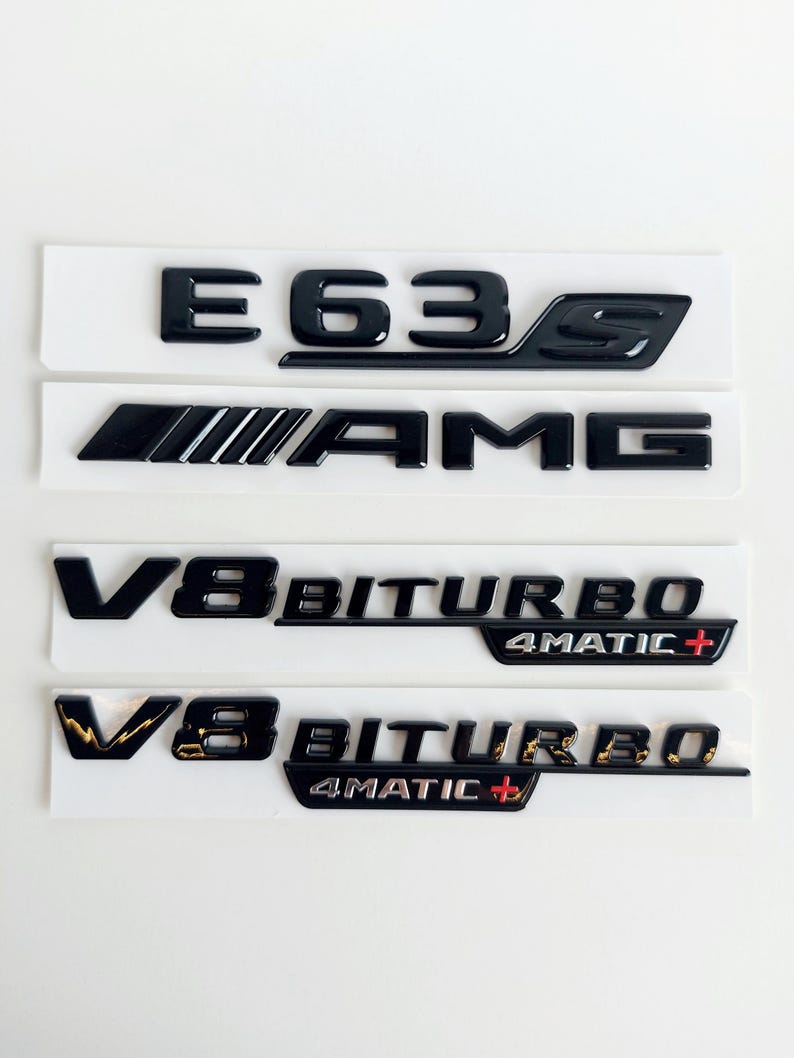 Mercedes-benz E63s AMG Set, NEW Glossy Black, Emblem - Lettering, Self ...