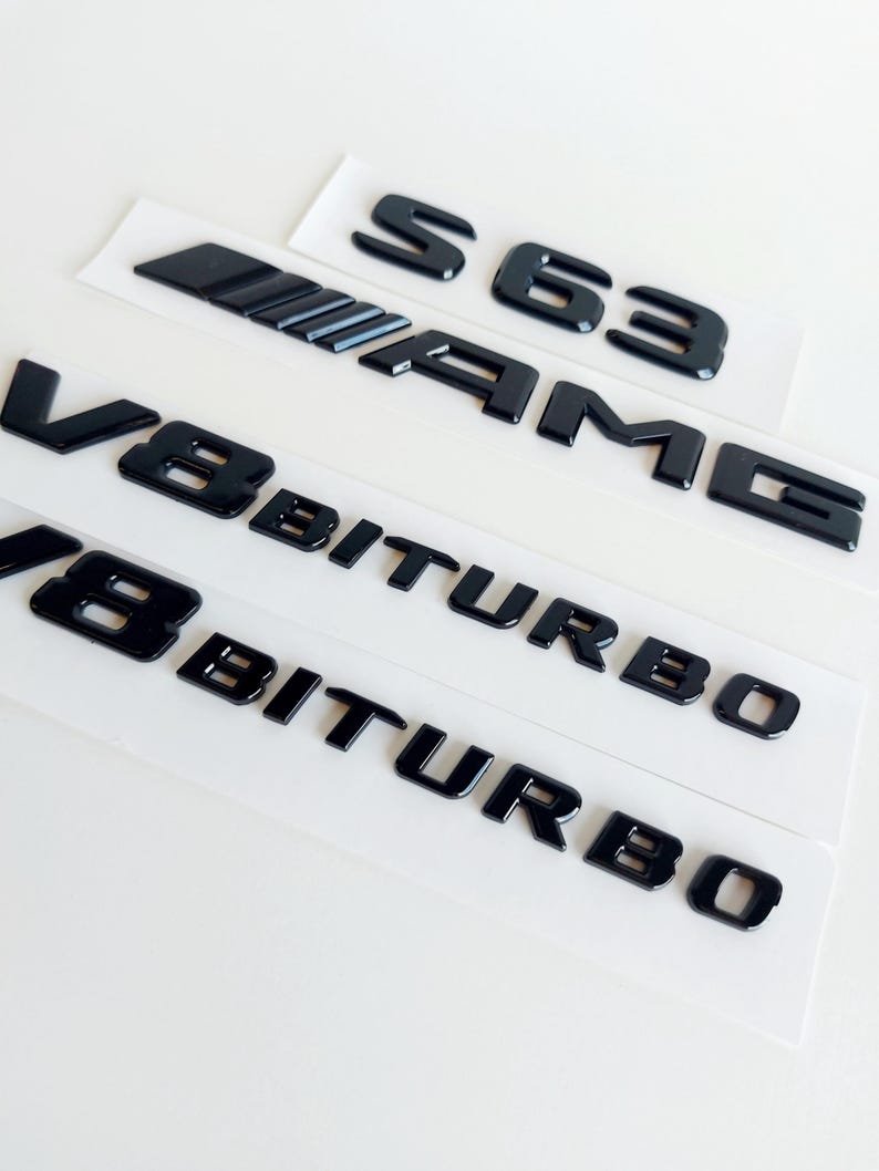 MB S63 AMG Set, NEW Gloss Black, Emblem - Lettering, Self-adhesive ...