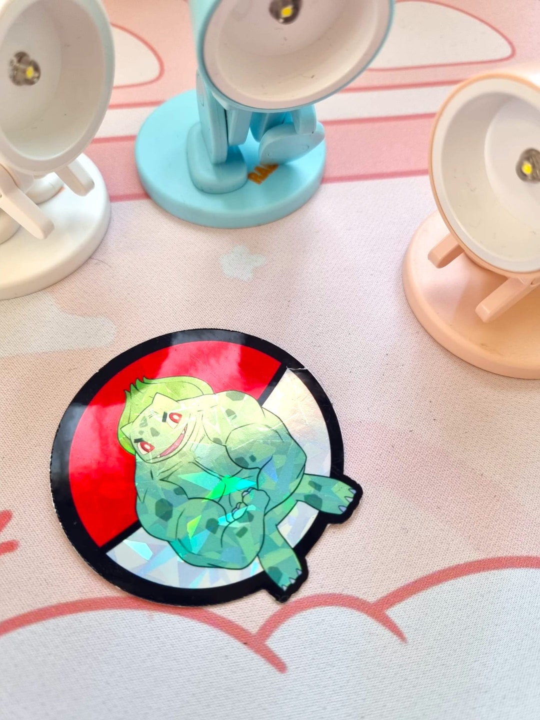 STIKER BULLOSAUR Glitter Sticker in the Shape of a Muscular Bulbasaur ...