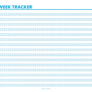 Letter | Blue | 52 Week Tracker | Goal List | Task List | Check Box ...