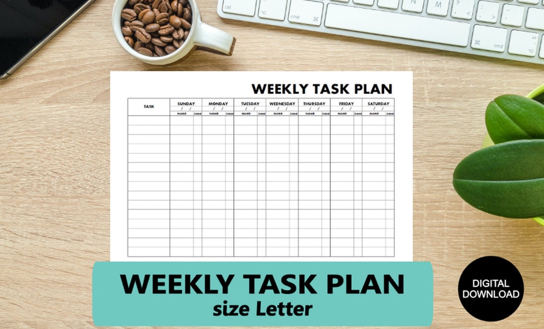 Letter|black|weekly Task Plan|work Week Plan|task Plan|minimalist ...