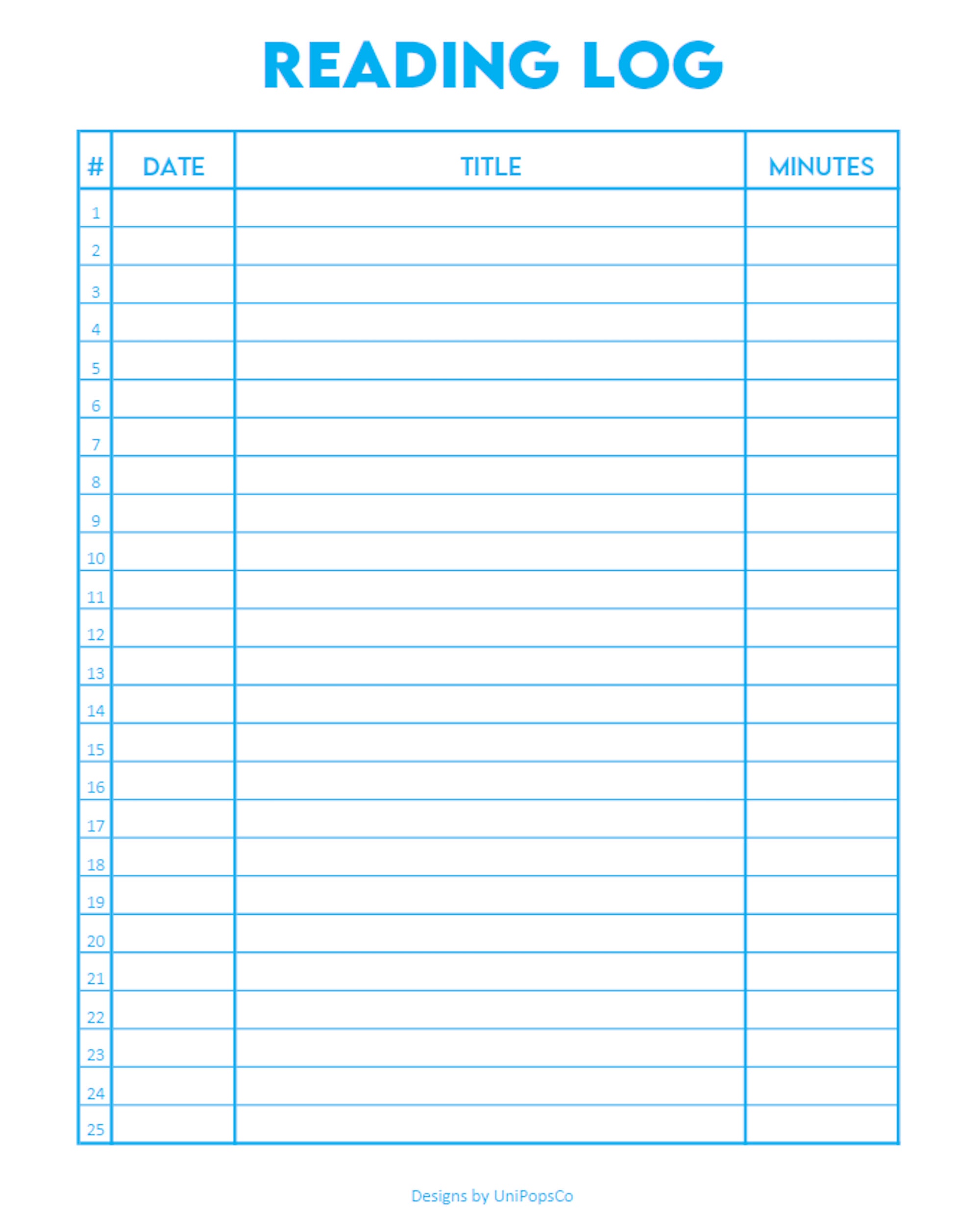 Letter | Blue | Reading Log | Summer Reading Log | Book Log Tracker ...
