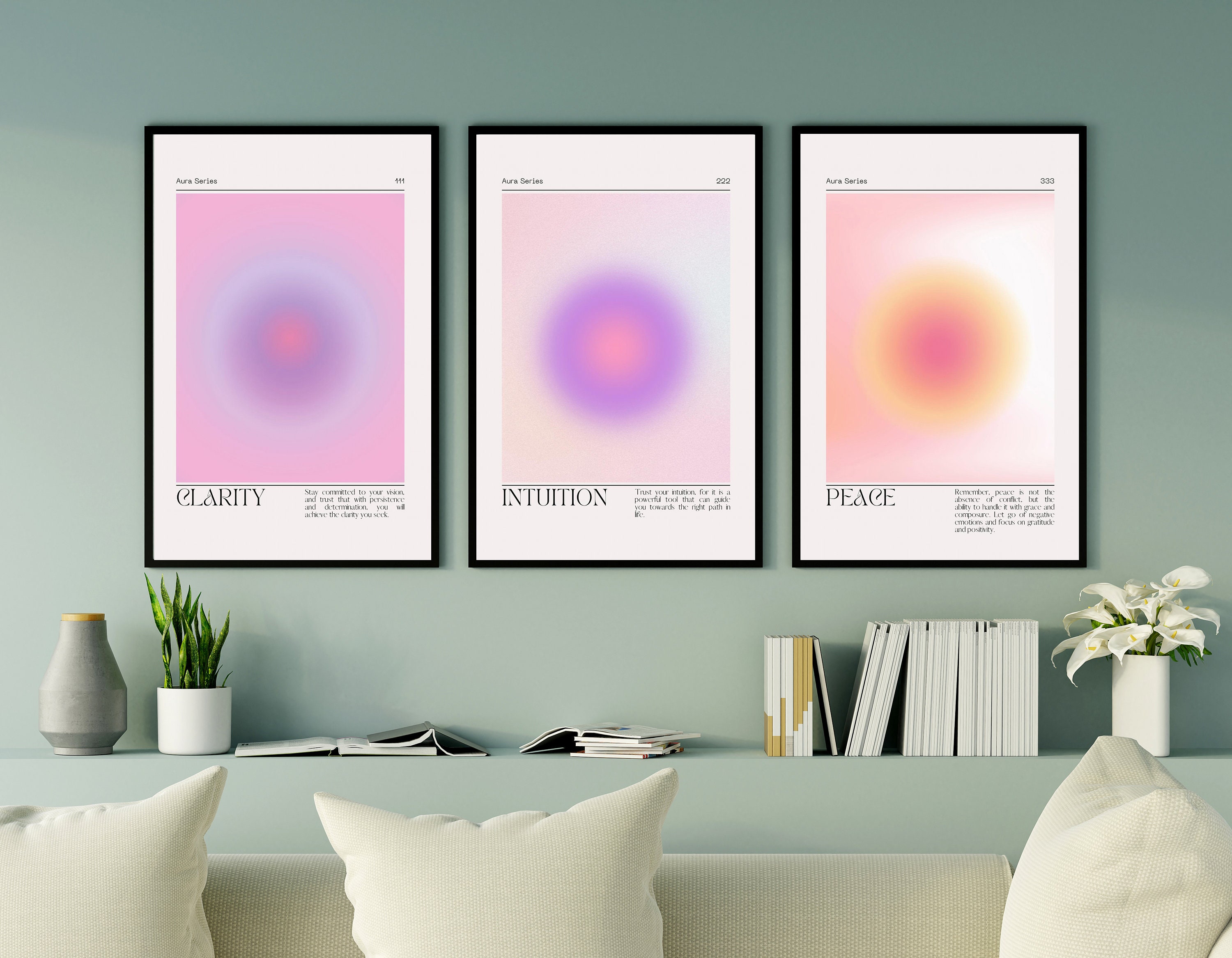Aura Poster 3 Piece Wall Art, Aura Energy Spiritual Gradient Print, Y2K ...