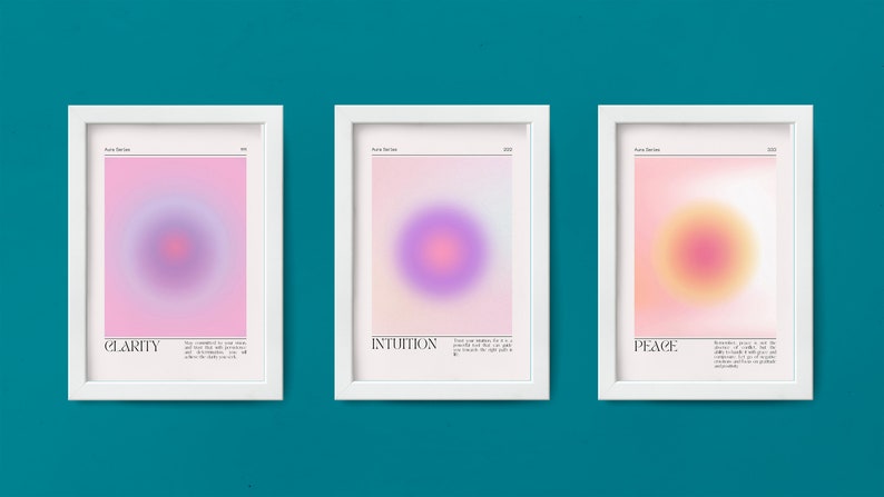 Aura Poster 3 Piece Wall Art, Aura Energy Spiritual Gradient Print, Y2K ...