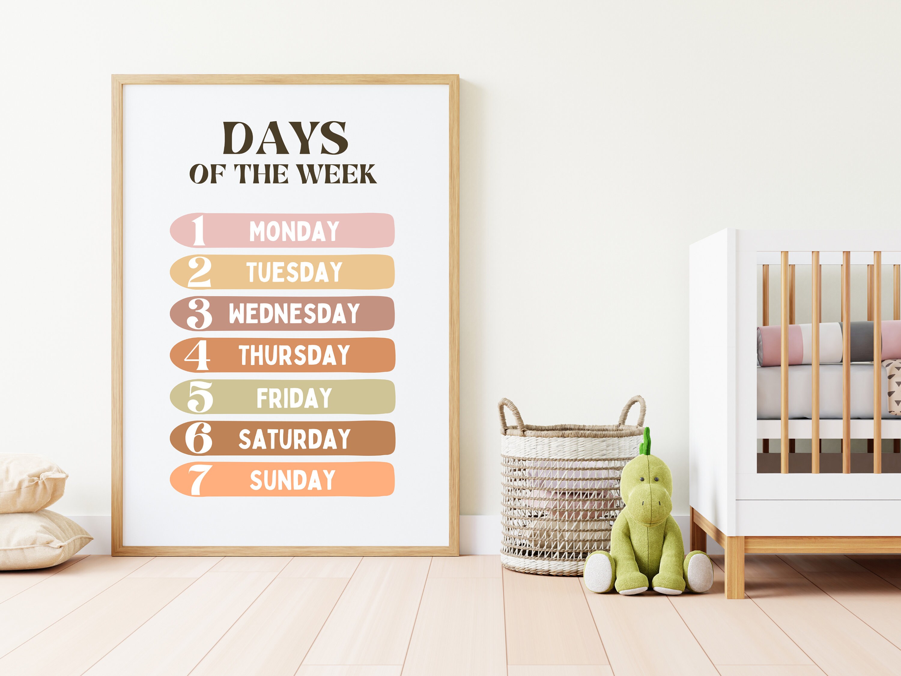 Boho Days of the Week Poster Kids Print Playroom Printable - Etsy UK