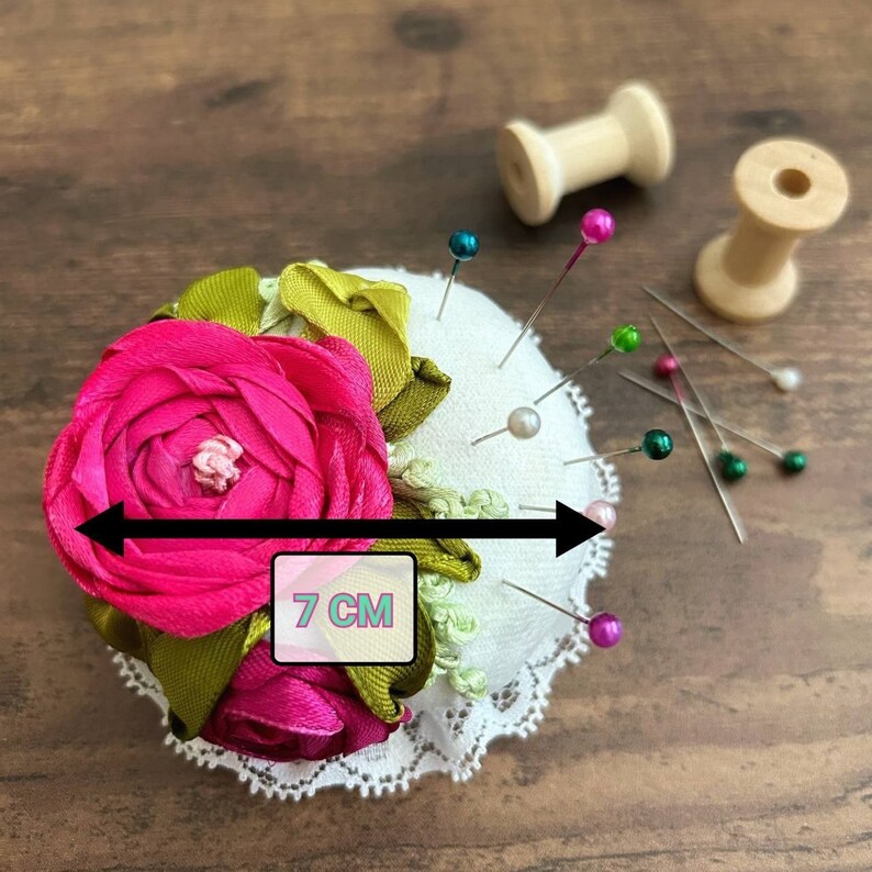 Handmade Ribbon Embroidered Bee Pincushion | Small Linen Pincushion ...