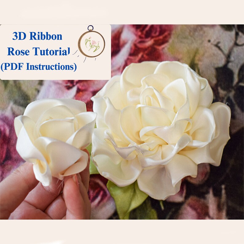 3D Ribbon Rose Flower PDF Sewing Instructions. Instructions to Make a ...