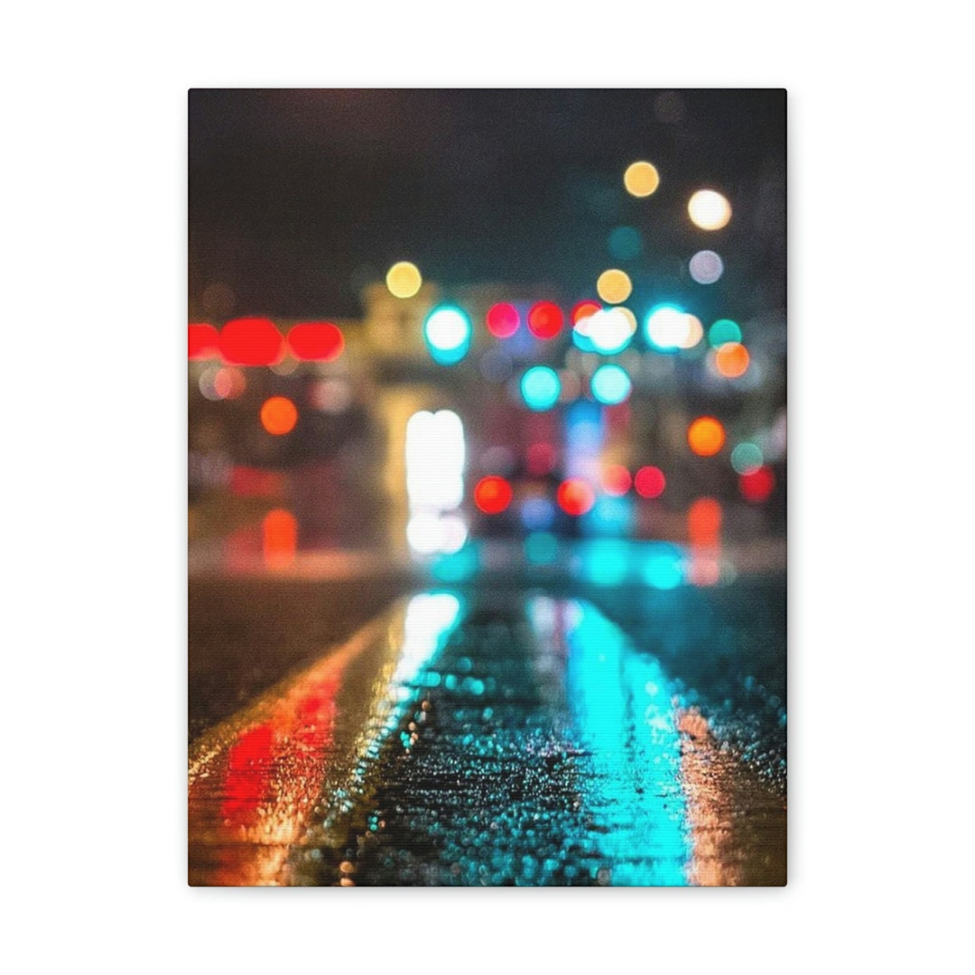 Night View of Wet Street Road Scene Wet - Etsy