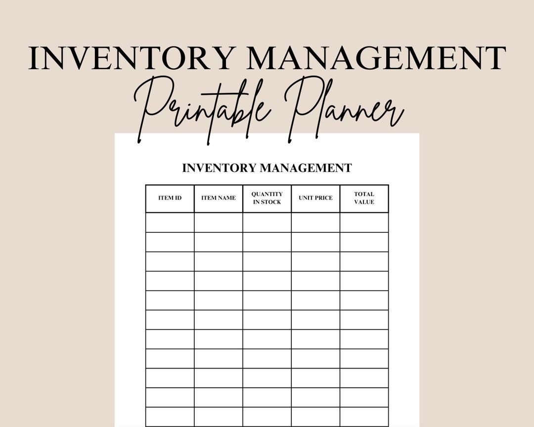 Inventory Management Planner Sheet Template Business Stock Organization ...