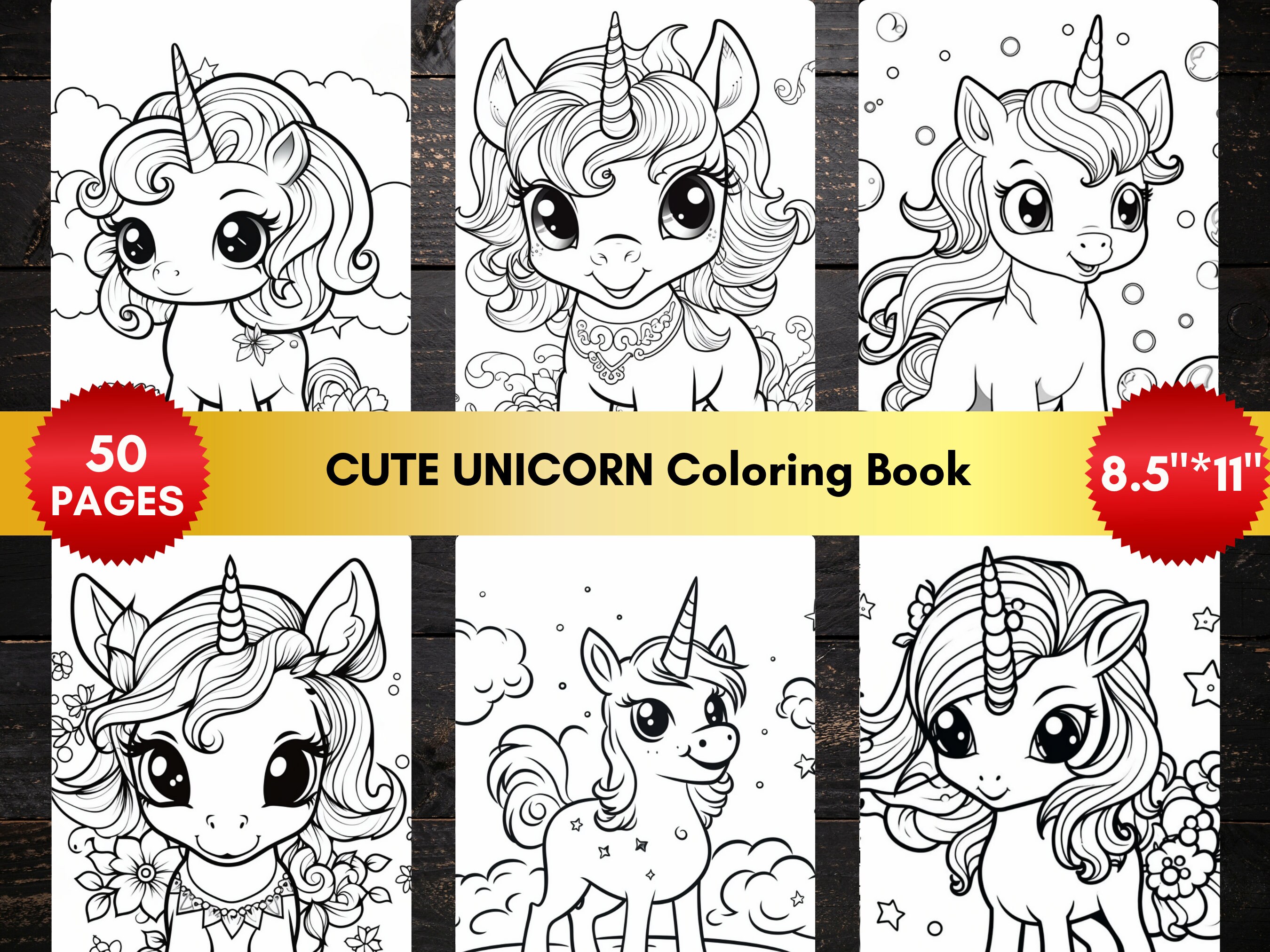 50 Cute Unicorn Coloring Book Pages | PDF Format | Instant Download ...