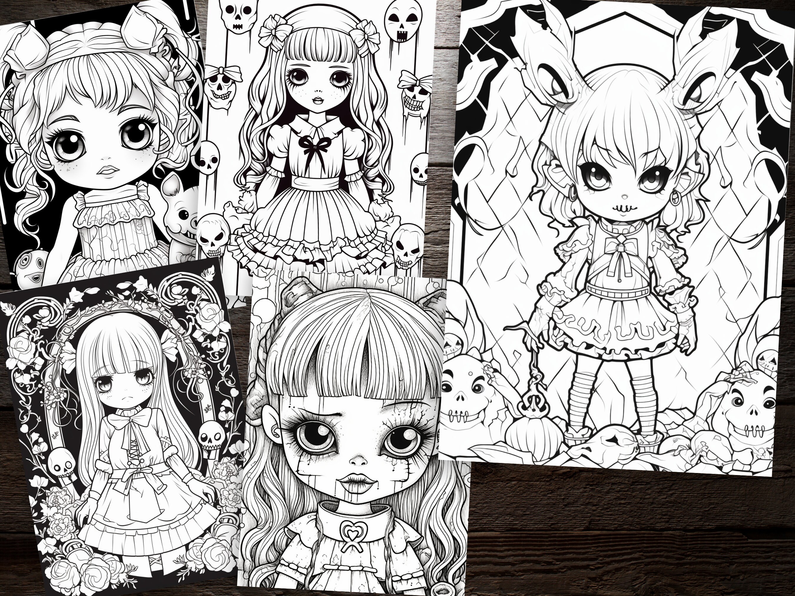 30 Chibi CREEPY KAWAII Coloring Book Pages | PDF Format | Instant ...