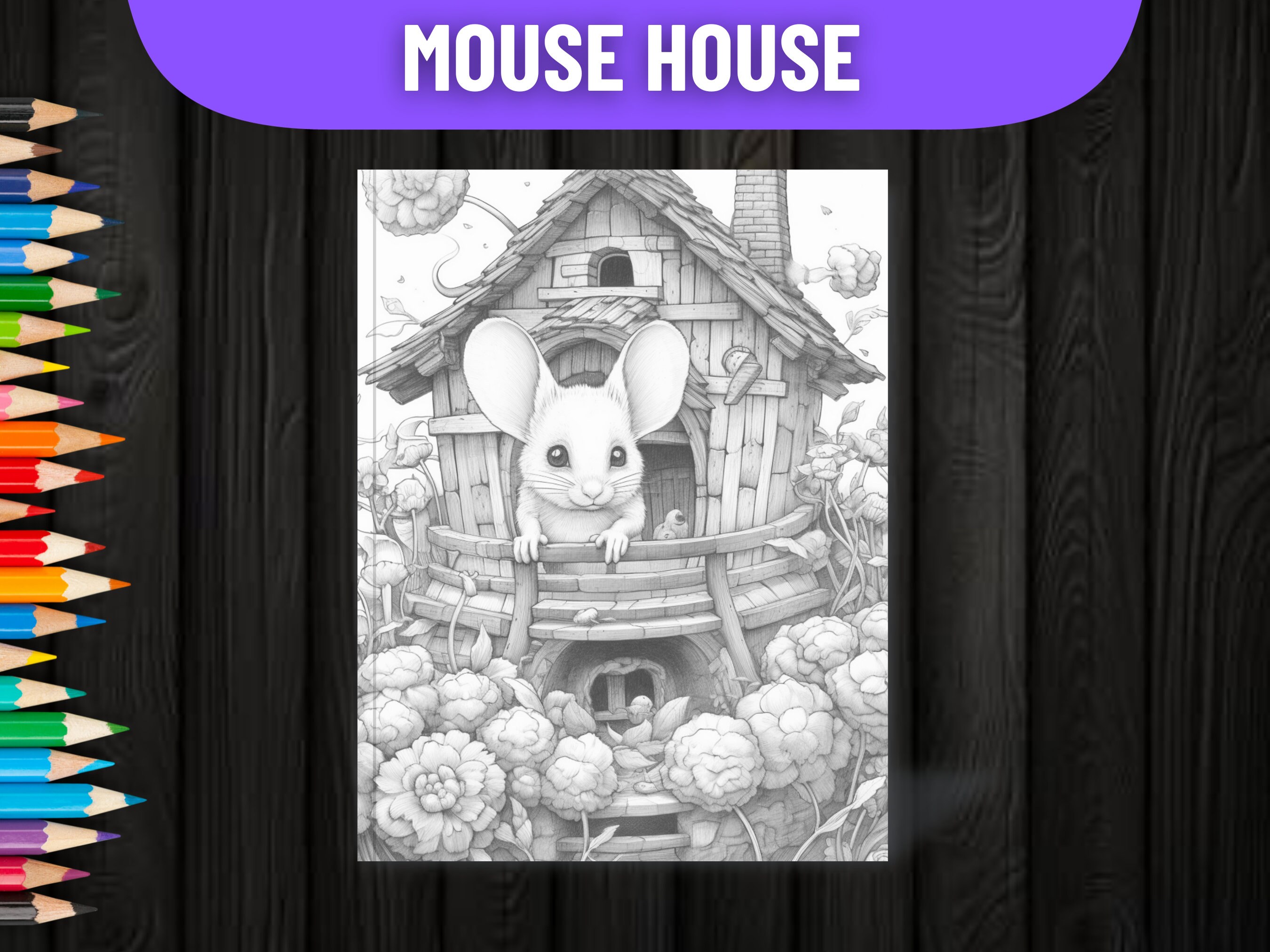 50 Magical Mouse House Coloring Book Pages for Adults, PDF Format ...