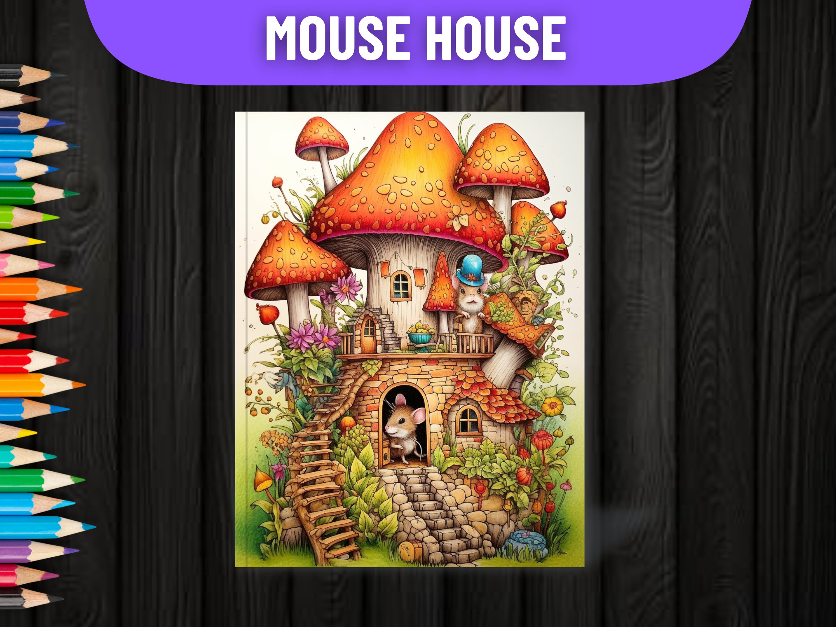 50 Magical Mouse House Coloring Book Pages for Adults, PDF Format ...