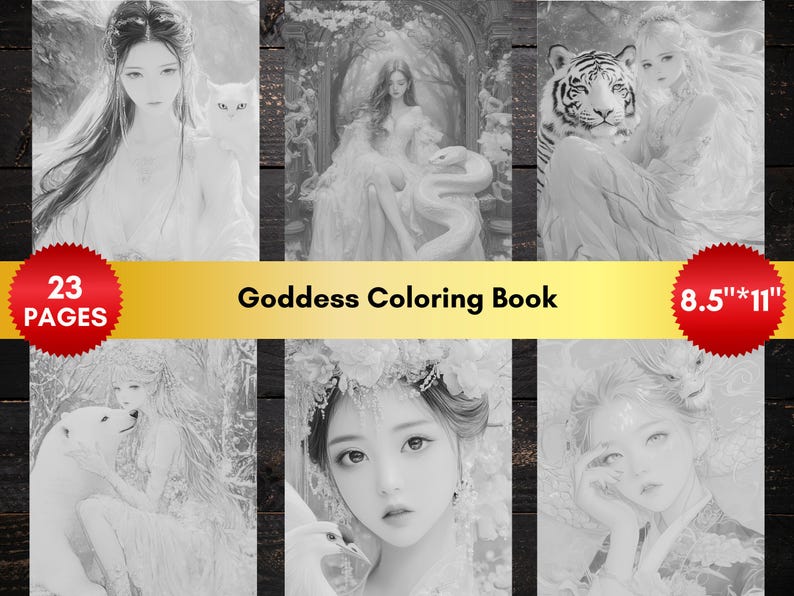 23 Enchanted Goddess & Familiar Coloring Book Pages, PDF Format ...