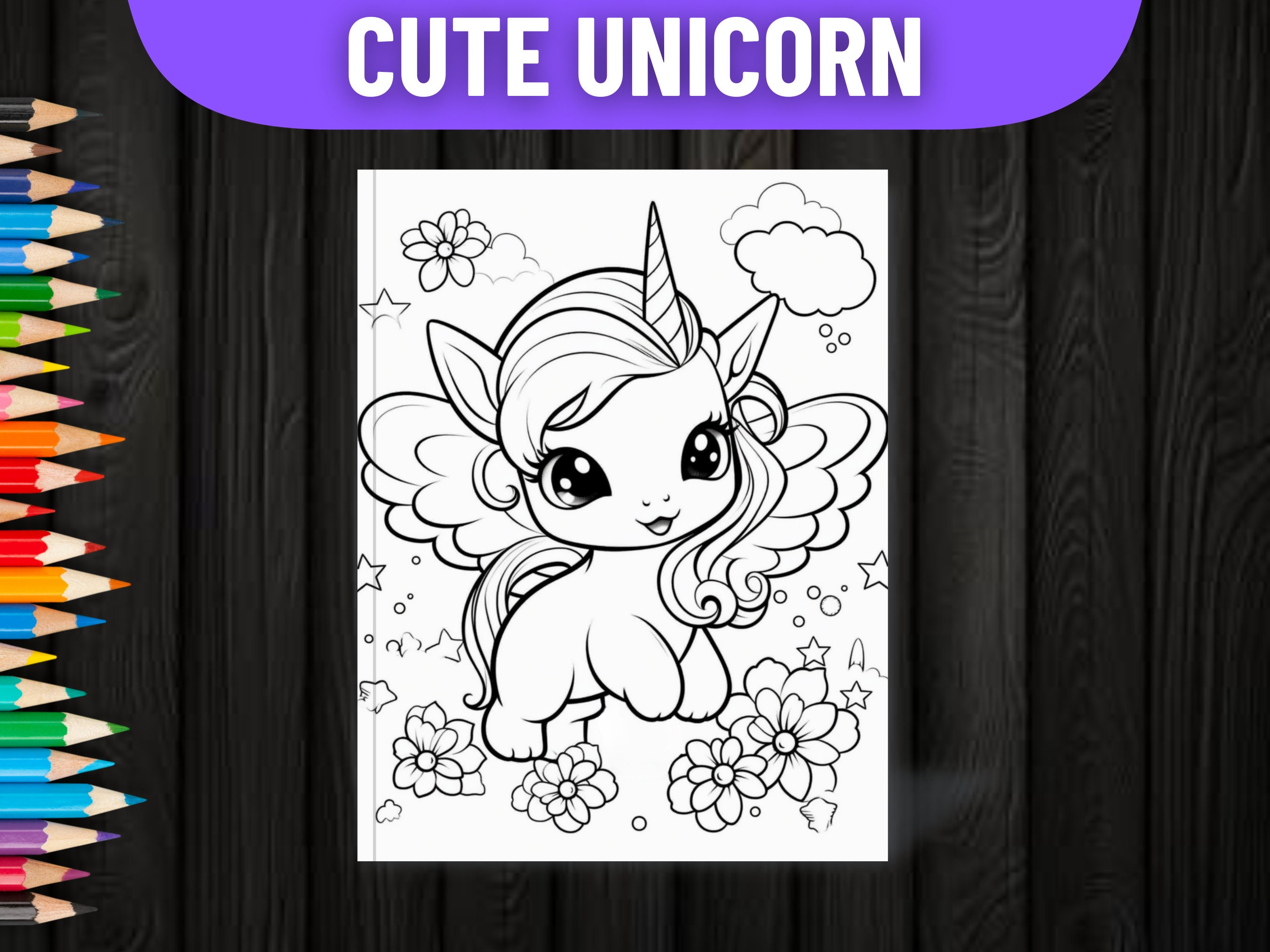 50 Cute Unicorn Coloring Book Pages | PDF Format | Instant Download ...