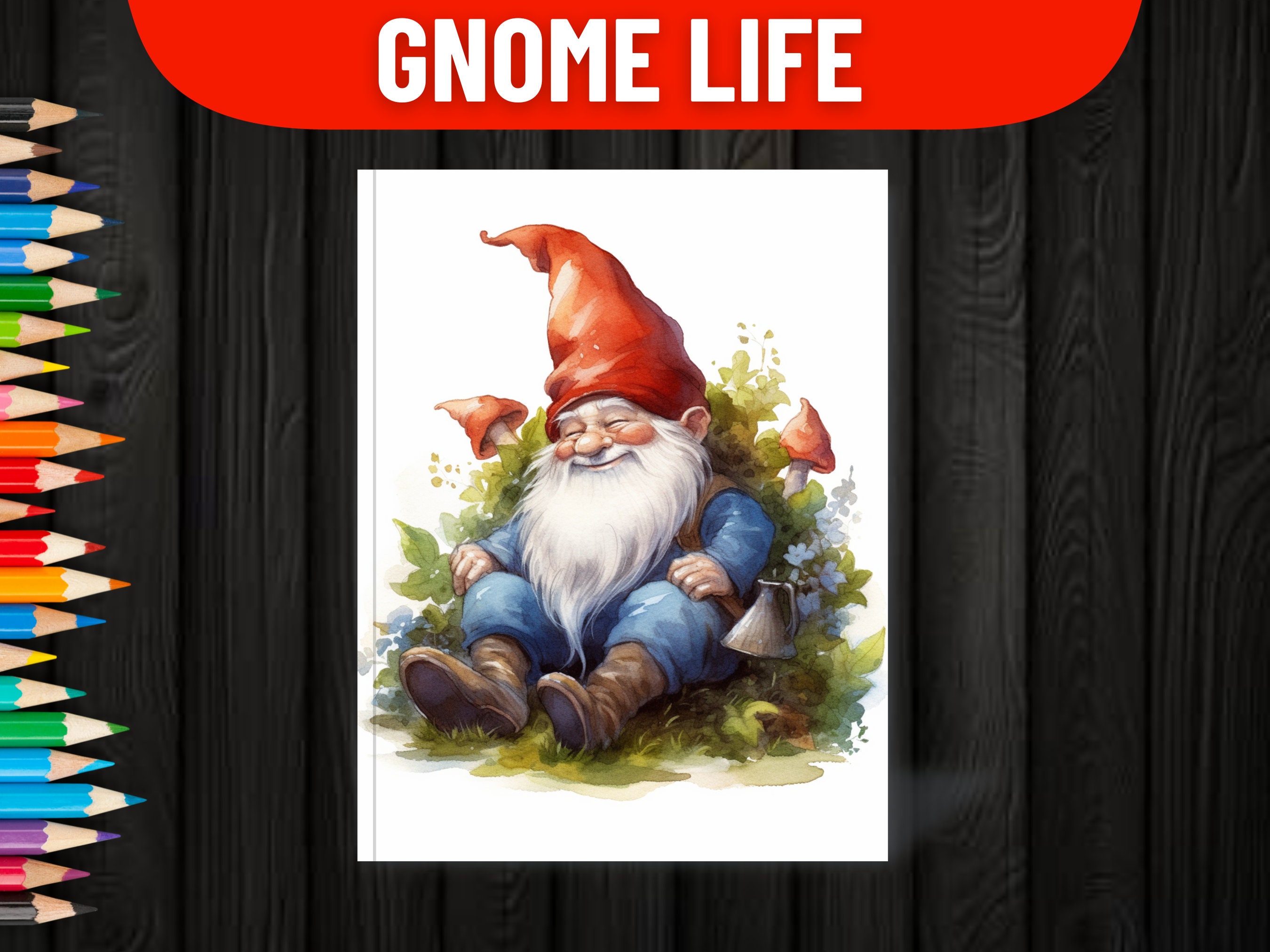 50 Enchanted Gnomes Life Cute Coloring Book Pages PDF Format - Etsy