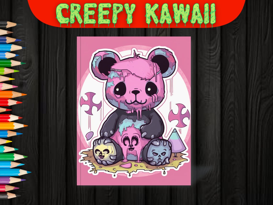 50 CREEPY KAWAII Coloring Book Pages PDF Format Instant - Etsy