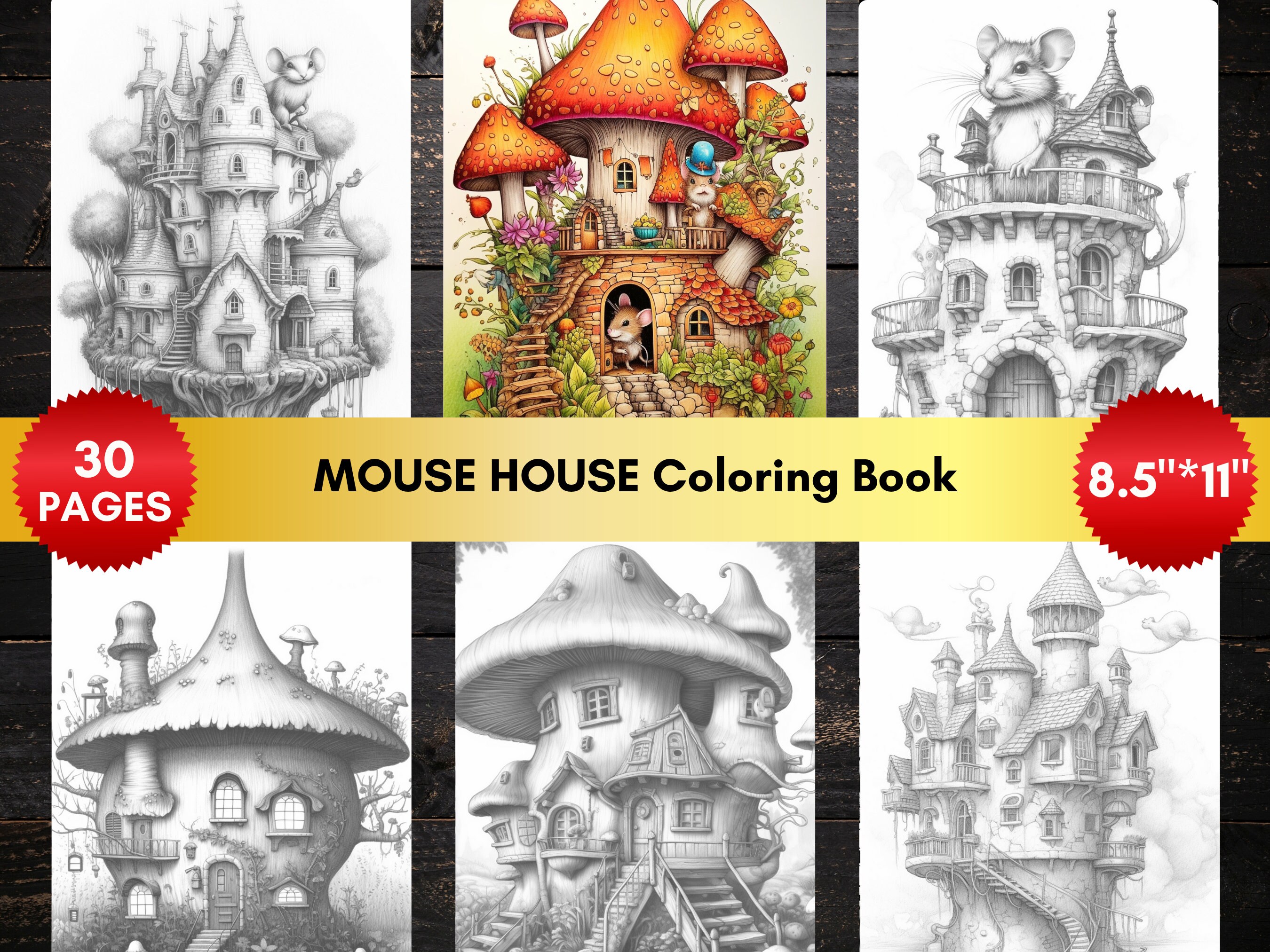 50 Magical Mouse House Coloring Book Pages for Adults, PDF Format ...