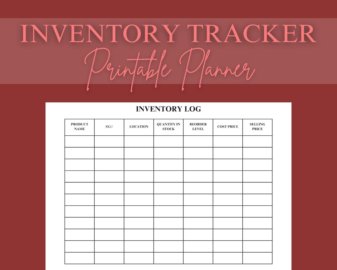 Inventory Tracker Planner Log Template Sheet Supply Revenue List ...