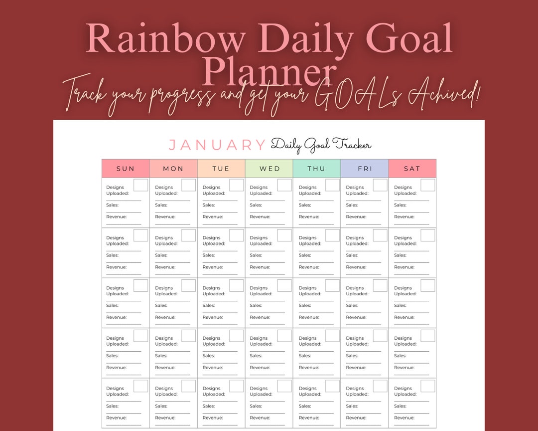 Calendar Daily Goal Planner Template Monthly Tracker Task Management ...