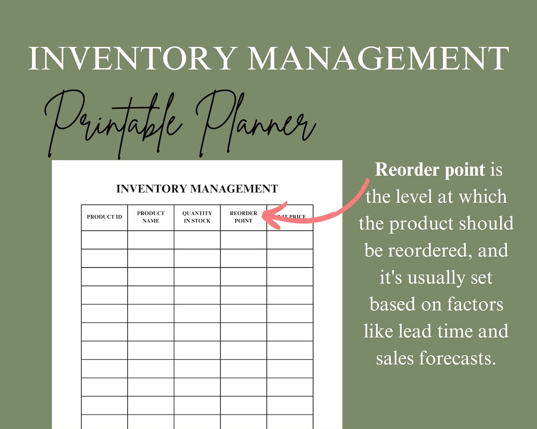 Inventory Management Tracker Planner Sheet Small Business Printable ...