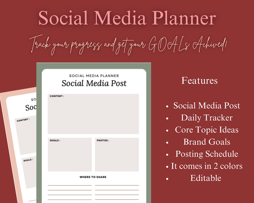 Social Media Planner Template Sheet Instagram Facebook Tiktok Pinterest ...