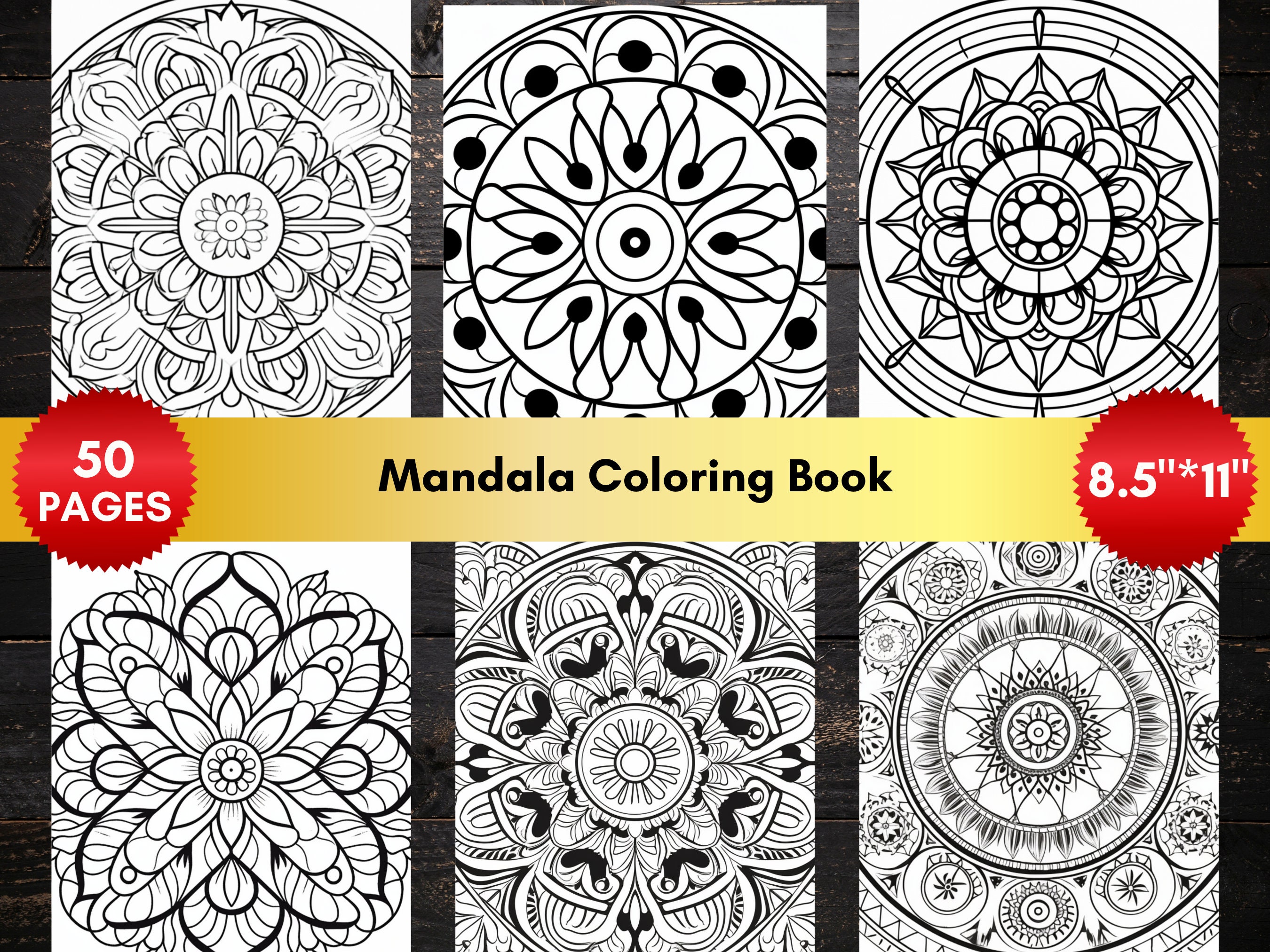 50 Mandala Coloring Book Pages for Adult PDF Format Instant - Etsy
