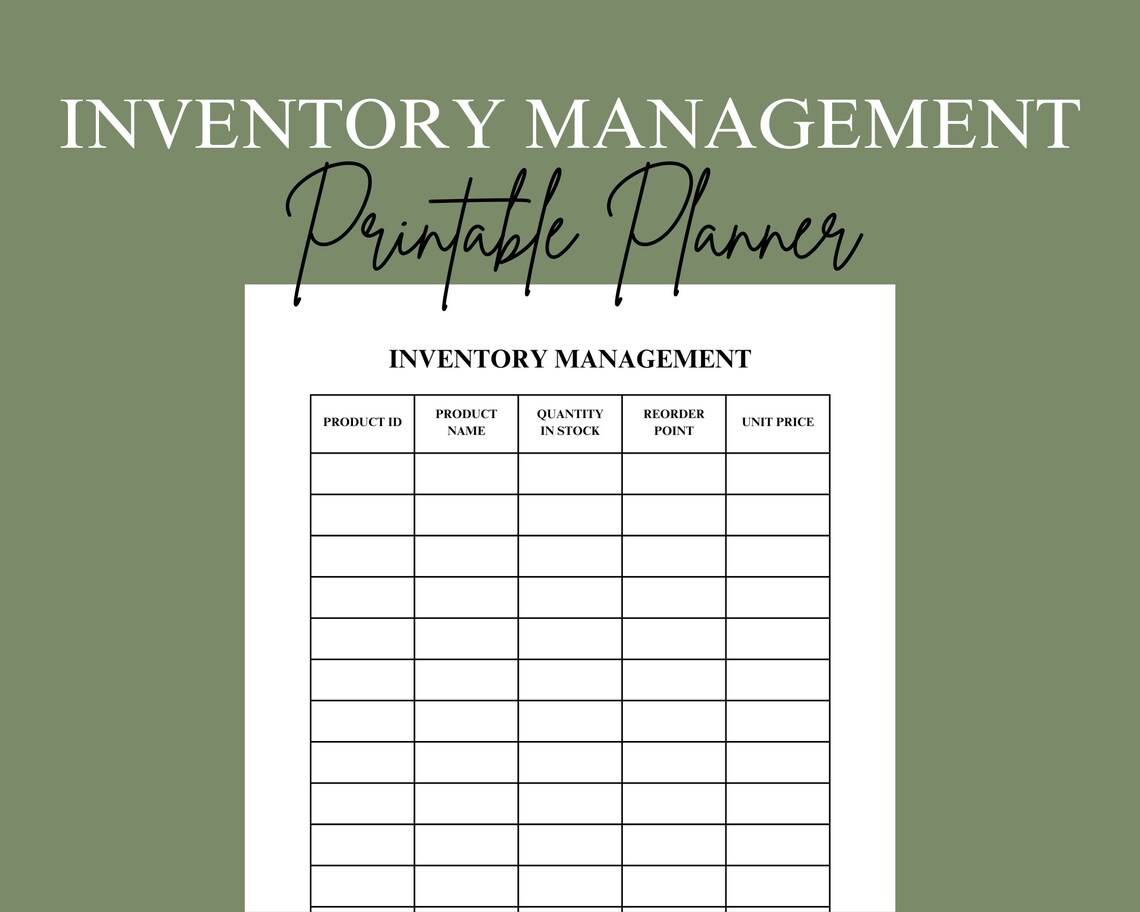 Inventory Management Tracker Planner Sheet Small Business Printable ...