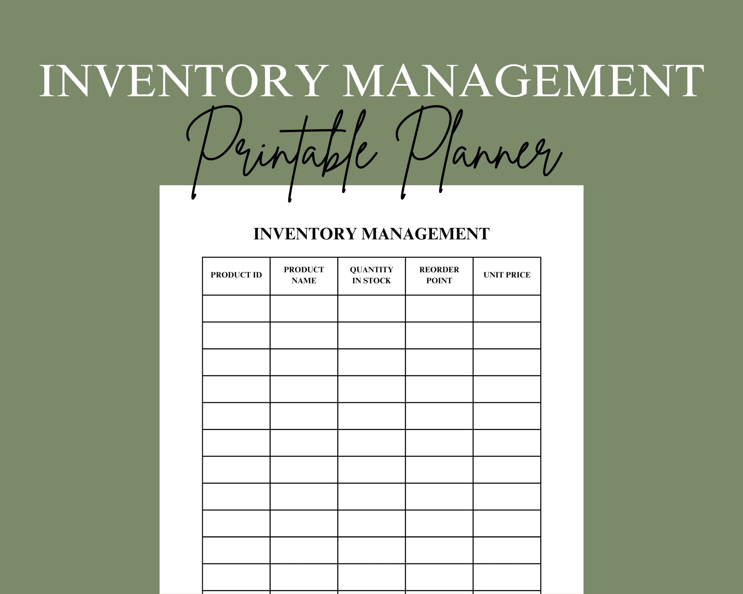 Inventory Management Tracker Planner Sheet Small Business Printable ...