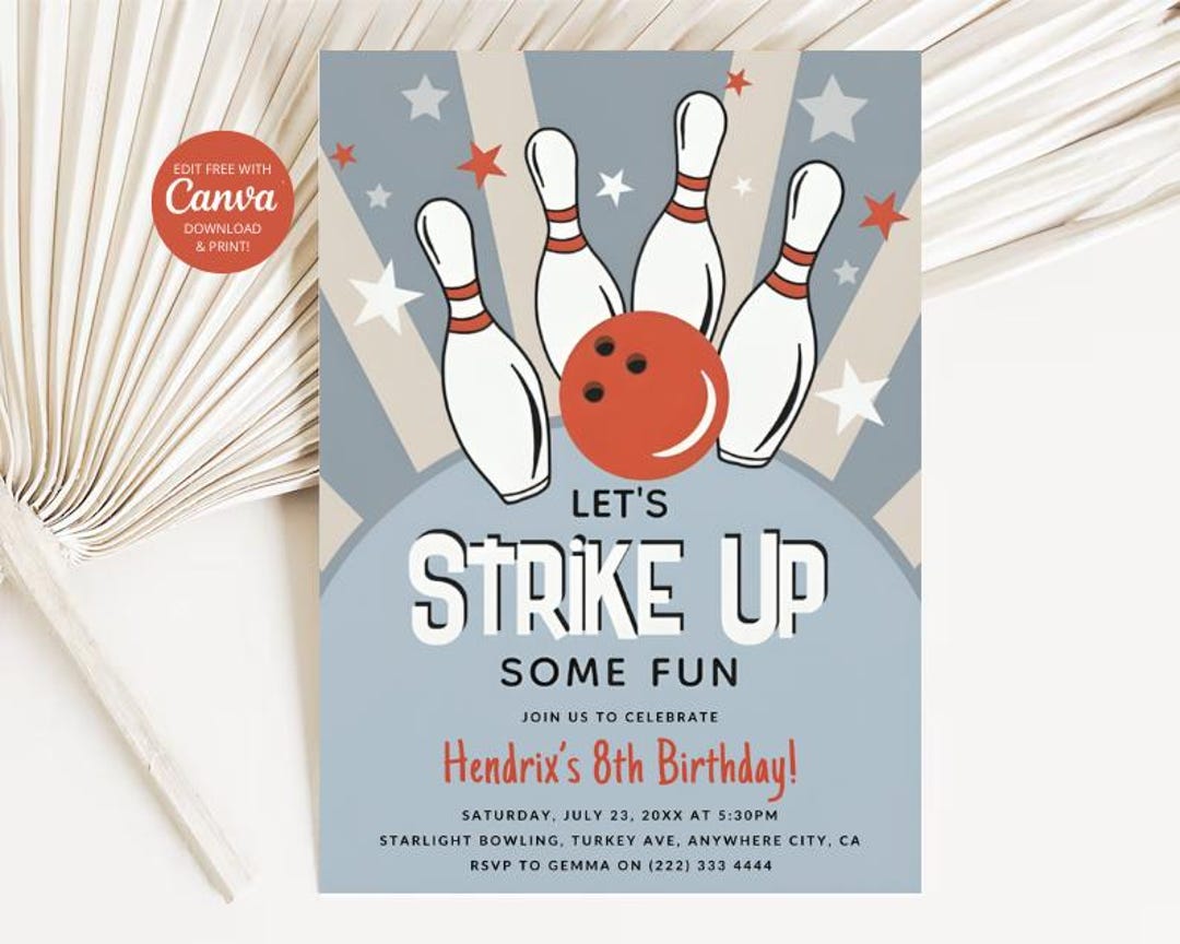 Retro Bowling Birthday Invitation Strike up Some Fun Groovy Retro ...